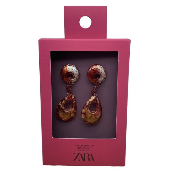 Zara | Jewelry | New Zara Red Silver Injected Glass Woven Metallic ...